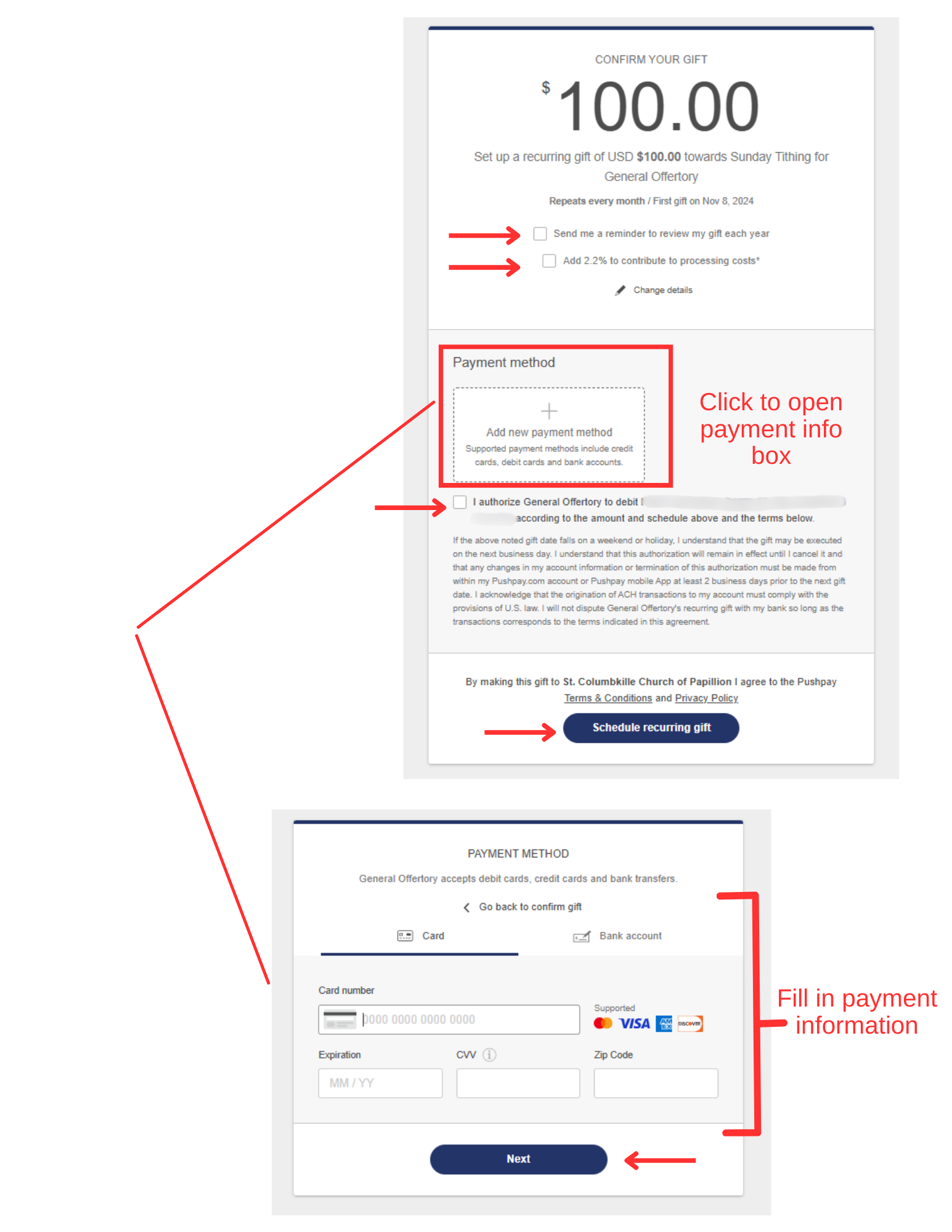 How to Set Up a Gift in PushPay